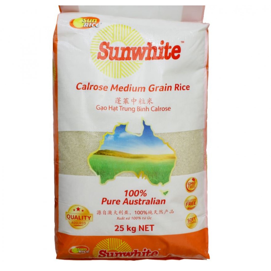 Sunwhite Calrose Medium Grain Rice 25kg Bag
